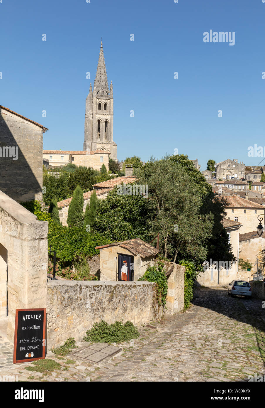 St Emilion, France - September 8, 2018: Panoramic view of St Emilion ...