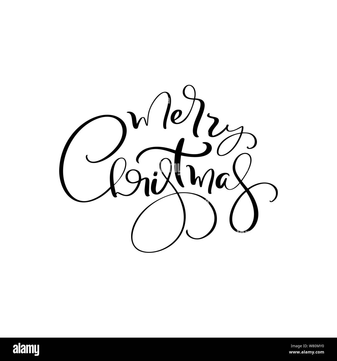 Merry Christmas vector Calligraphic text. Lettering design card ...