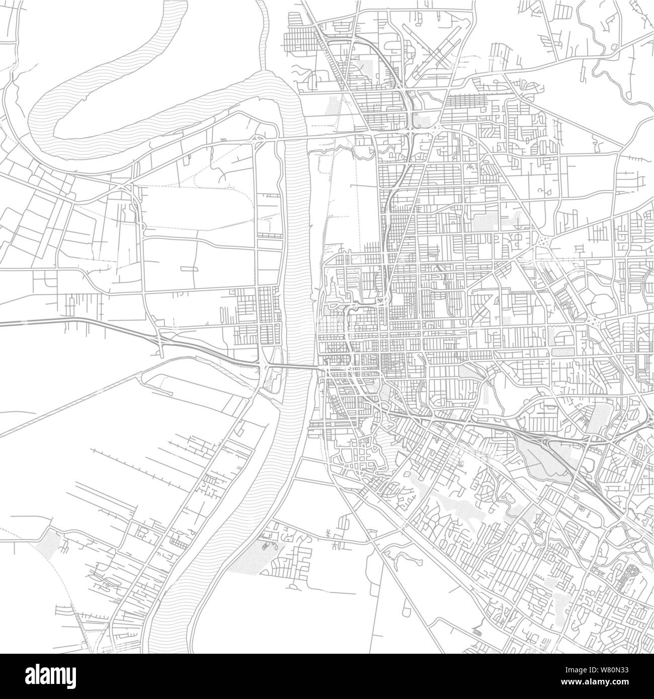 Baton Rouge, Louisiana, USA, bright outlined vector map with bigger and ...