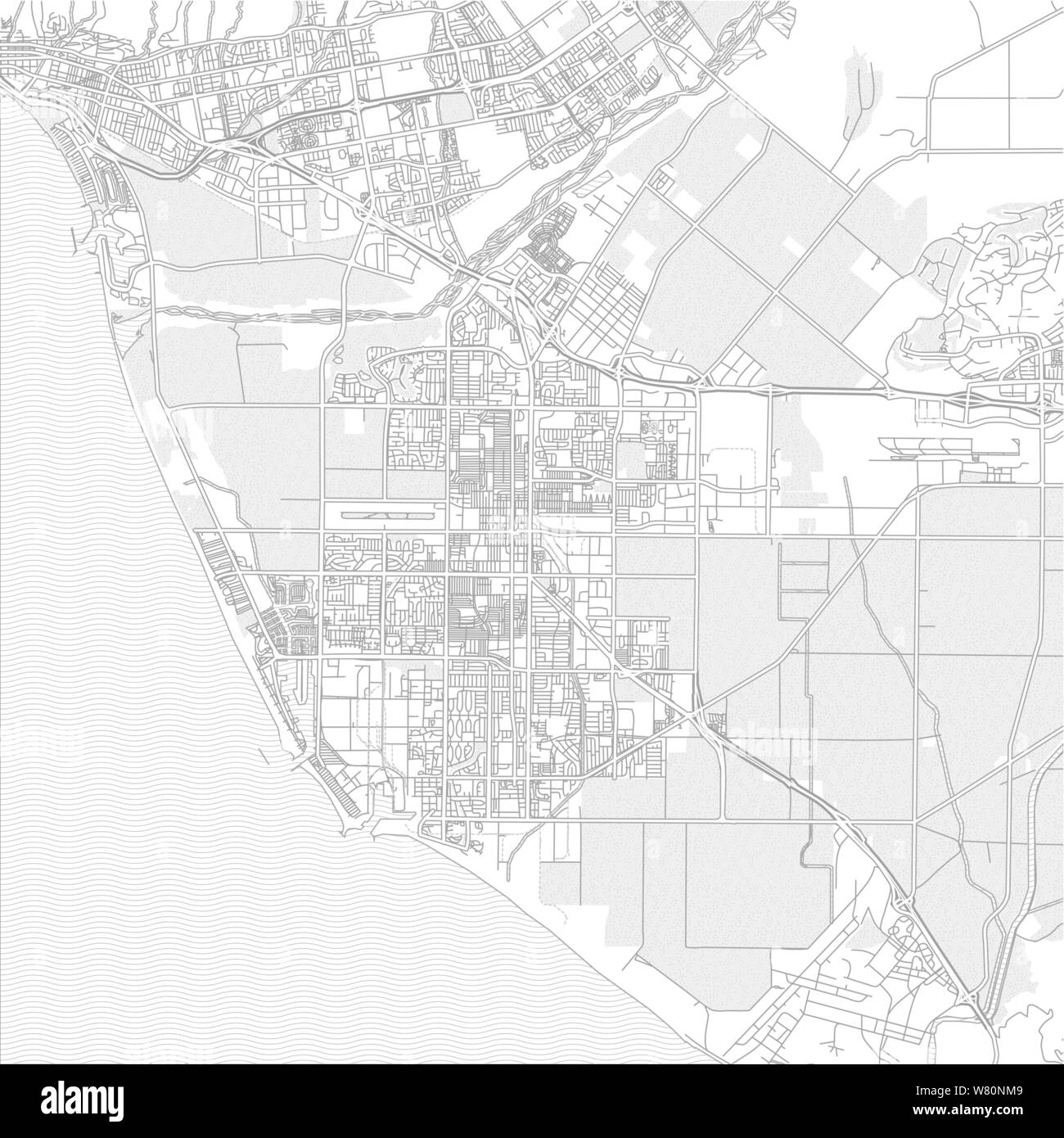 Oxnard, California, USA, bright outlined vector map with bigger and ...
