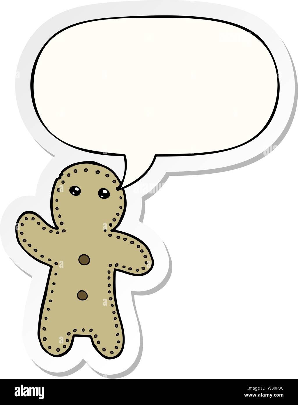 cartoon gingerbread man with speech bubble sticker Stock Vector Image ...