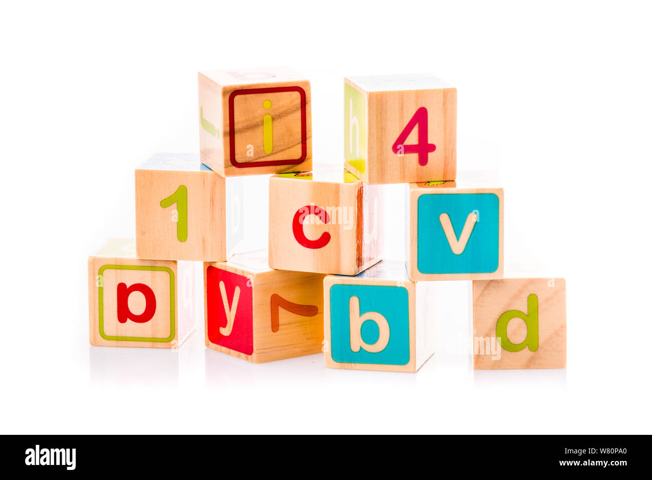 Toy cubes. Baby collection. ABC letters made from baby toys Stock Photo ...