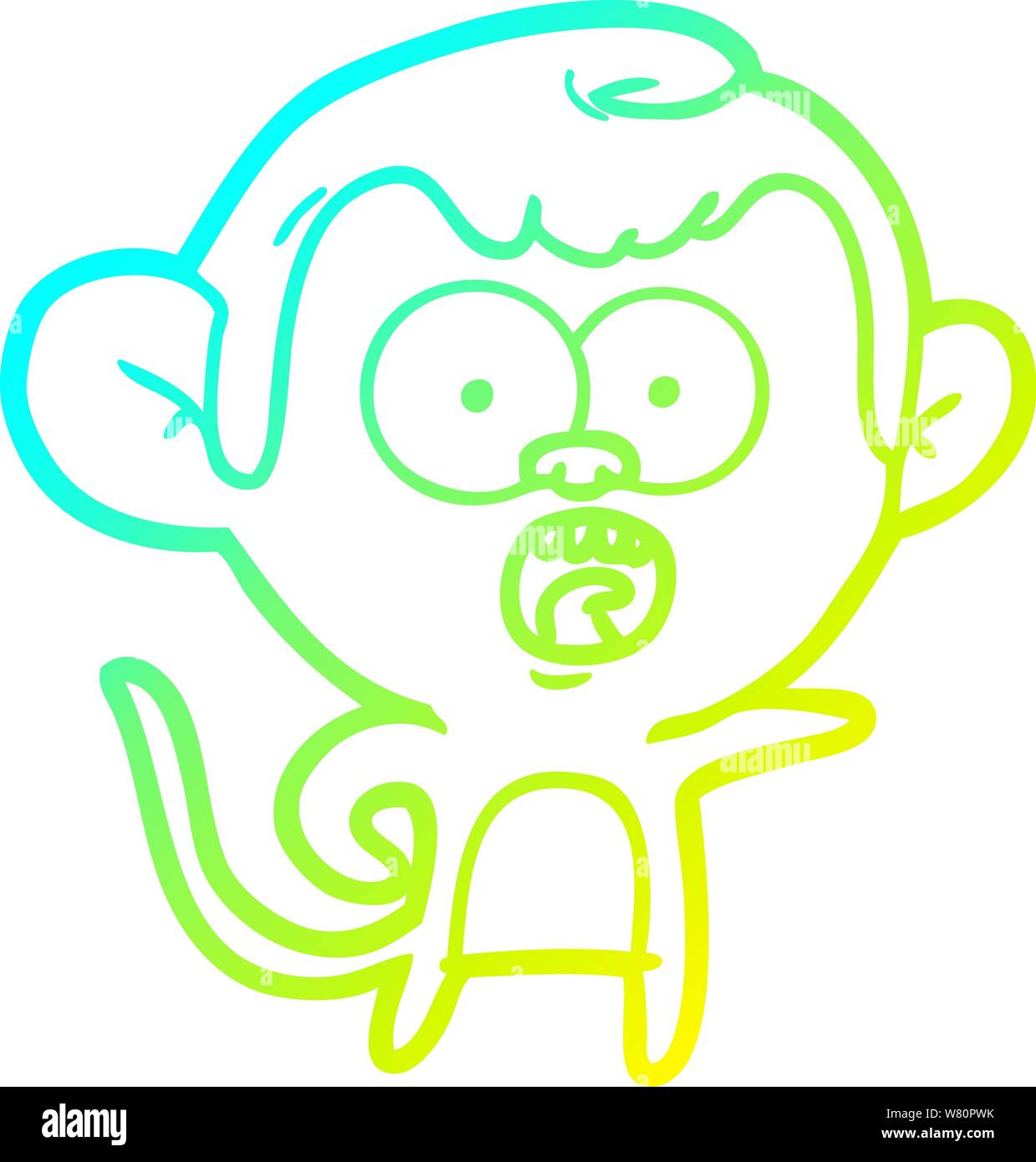 cold gradient line drawing of a cartoon shocked monkey Stock Vector ...