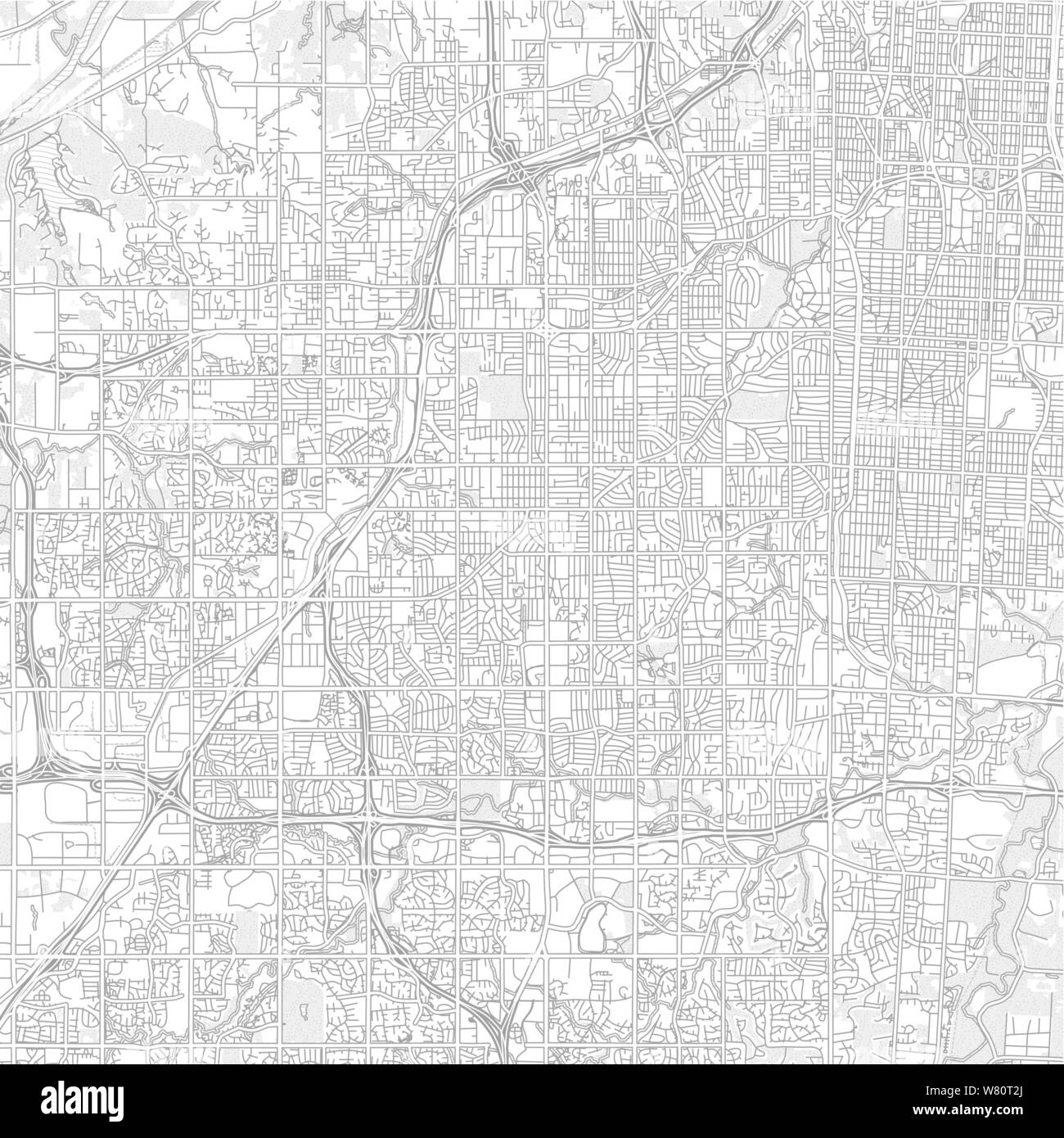 Overland Park, Kansas, USA, bright outlined vector map with bigger and ...