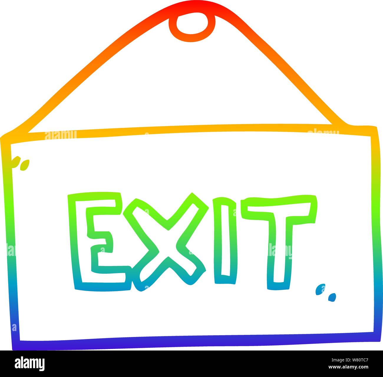 rainbow gradient line drawing of a cartoon exit sign Stock Vector Image ...