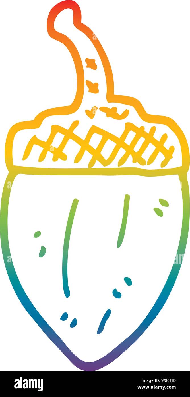 rainbow gradient line drawing of a cartoon acorn Stock Vector Image ...