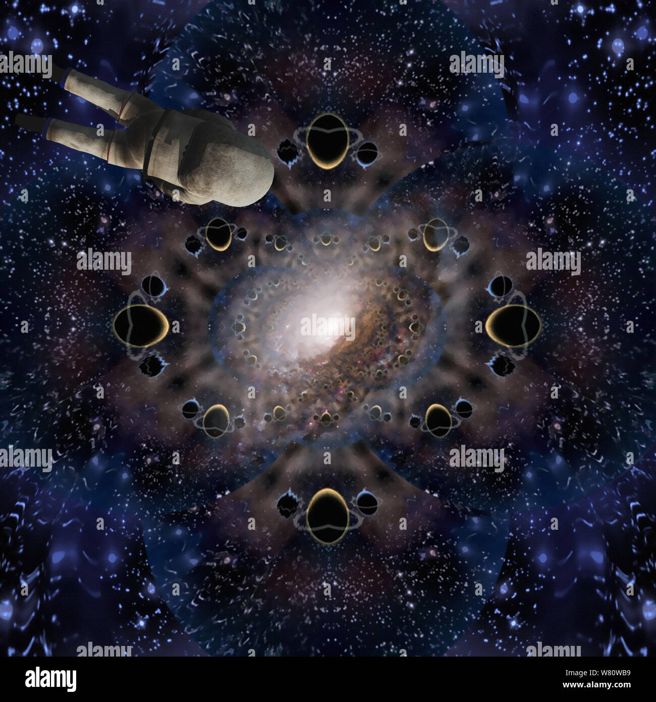 Spaceman in endless universe Stock Photo - Alamy