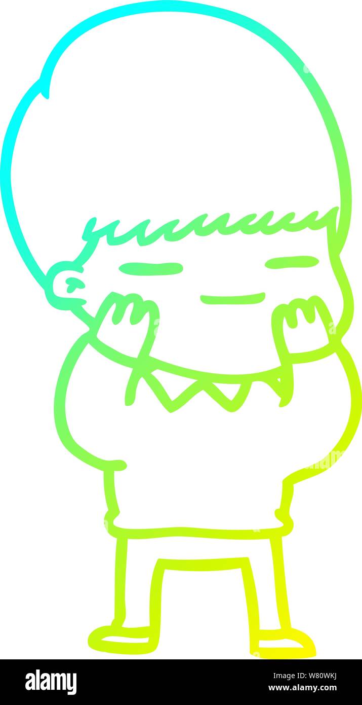 cold gradient line drawing of a cartoon smug boy Stock Vector Image ...