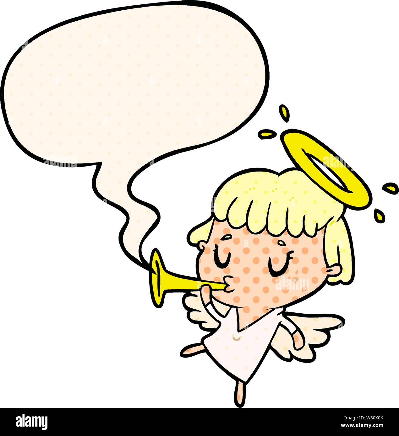 cute cartoon angel with speech bubble in comic book style Stock Vector ...