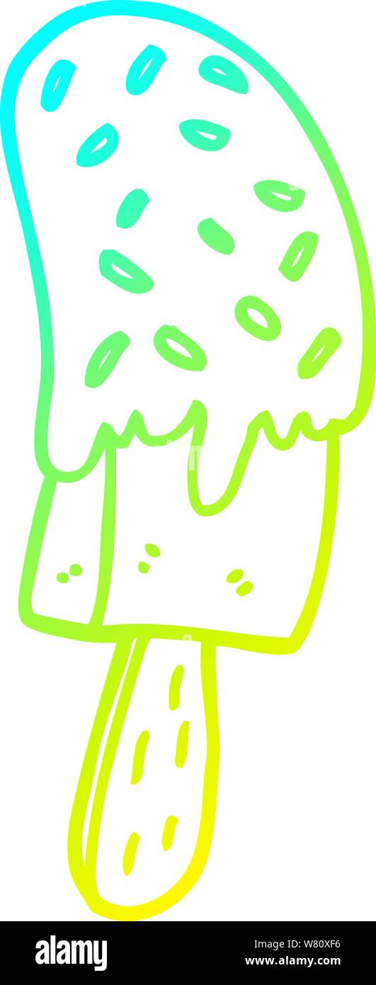 cold gradient line drawing of a cartoon ice cream lolly Stock Vector ...