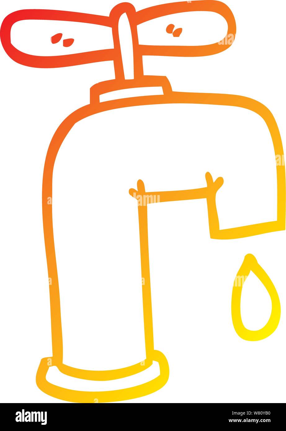 warm gradient line drawing of a cartoon dripping faucet Stock Vector ...