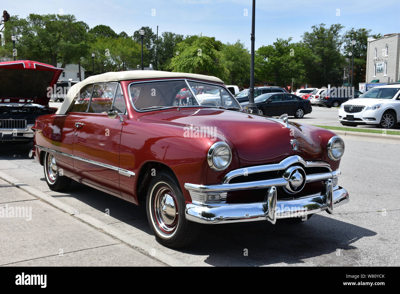A Vintage 1950s Ford Convertible on display at a car show Stock Photo ...