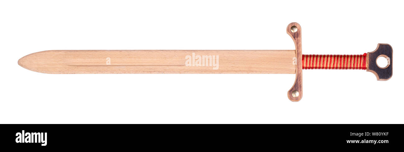 Wooden knight's sword isolated on white background Stock Photo - Alamy