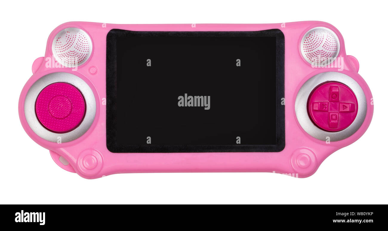 Plastic pink vintage electronic game isolated on white background Stock ...