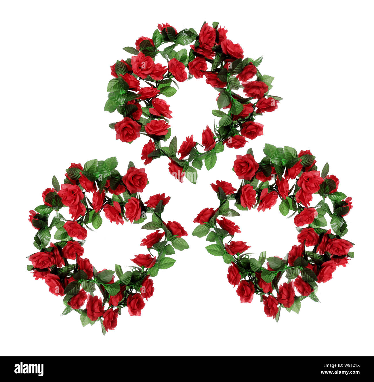 Garlands of Roses on White Background Stock Photo - Alamy