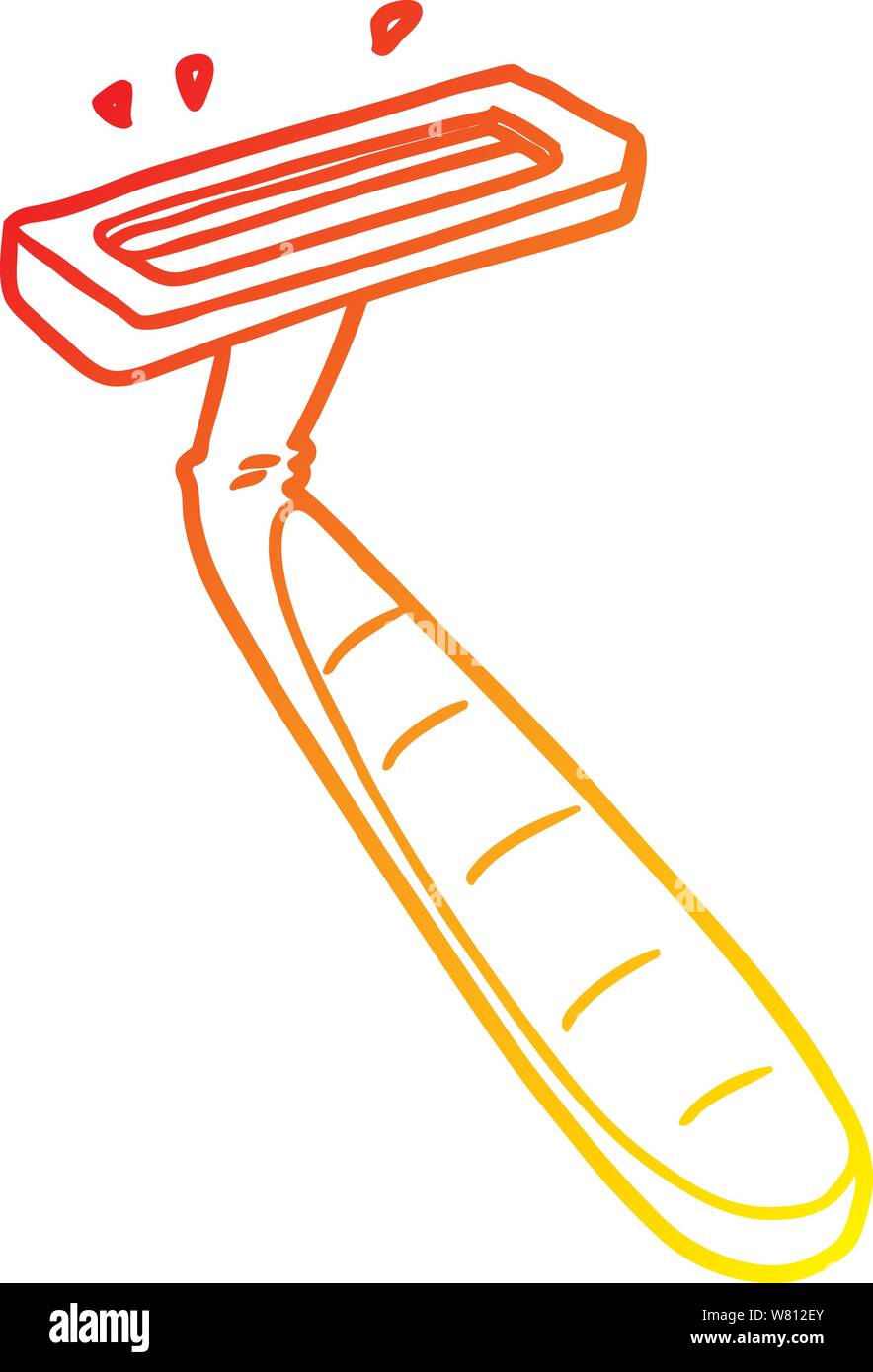 warm gradient line drawing of a cartoon disposable razor Stock Vector ...
