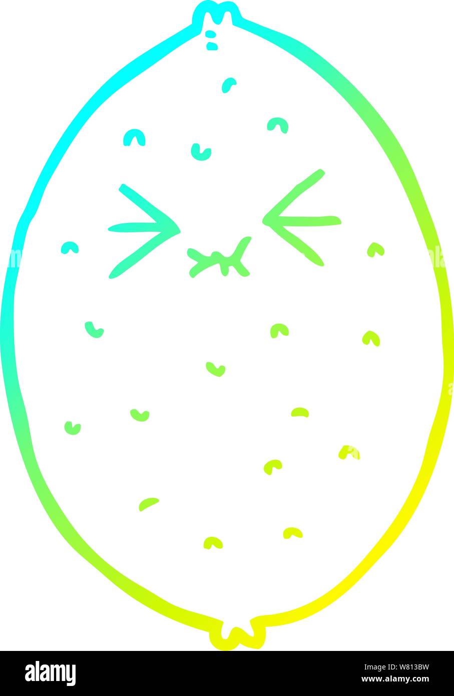 cold gradient line drawing of a cartoon bitter lemon Stock Vector Image ...