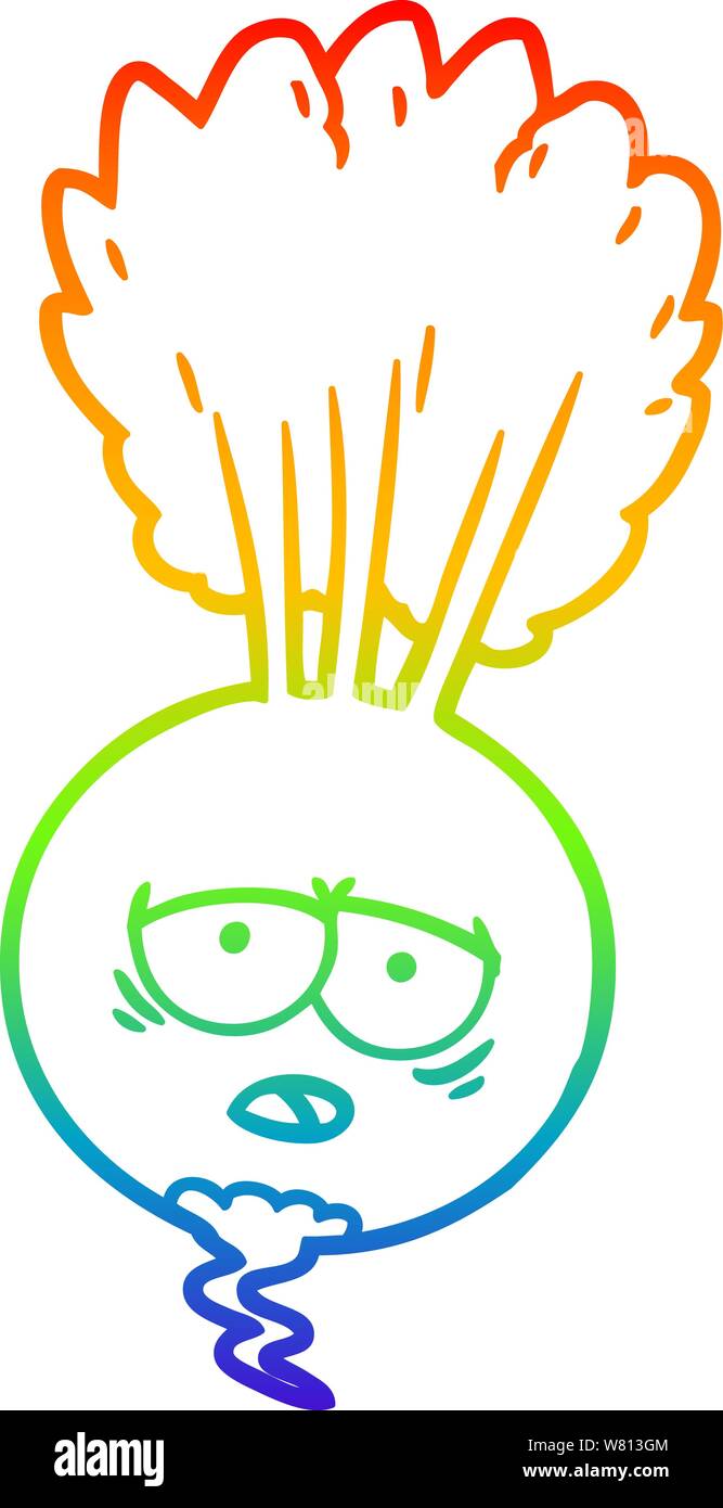 rainbow gradient line drawing of a cartoon root vegetable Stock Vector ...