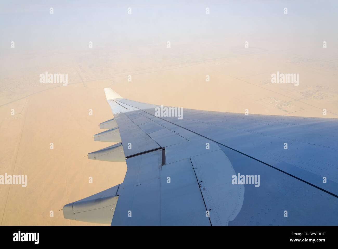 Blurry unclear sky above desert earth surface at troposphere atmosphere ...