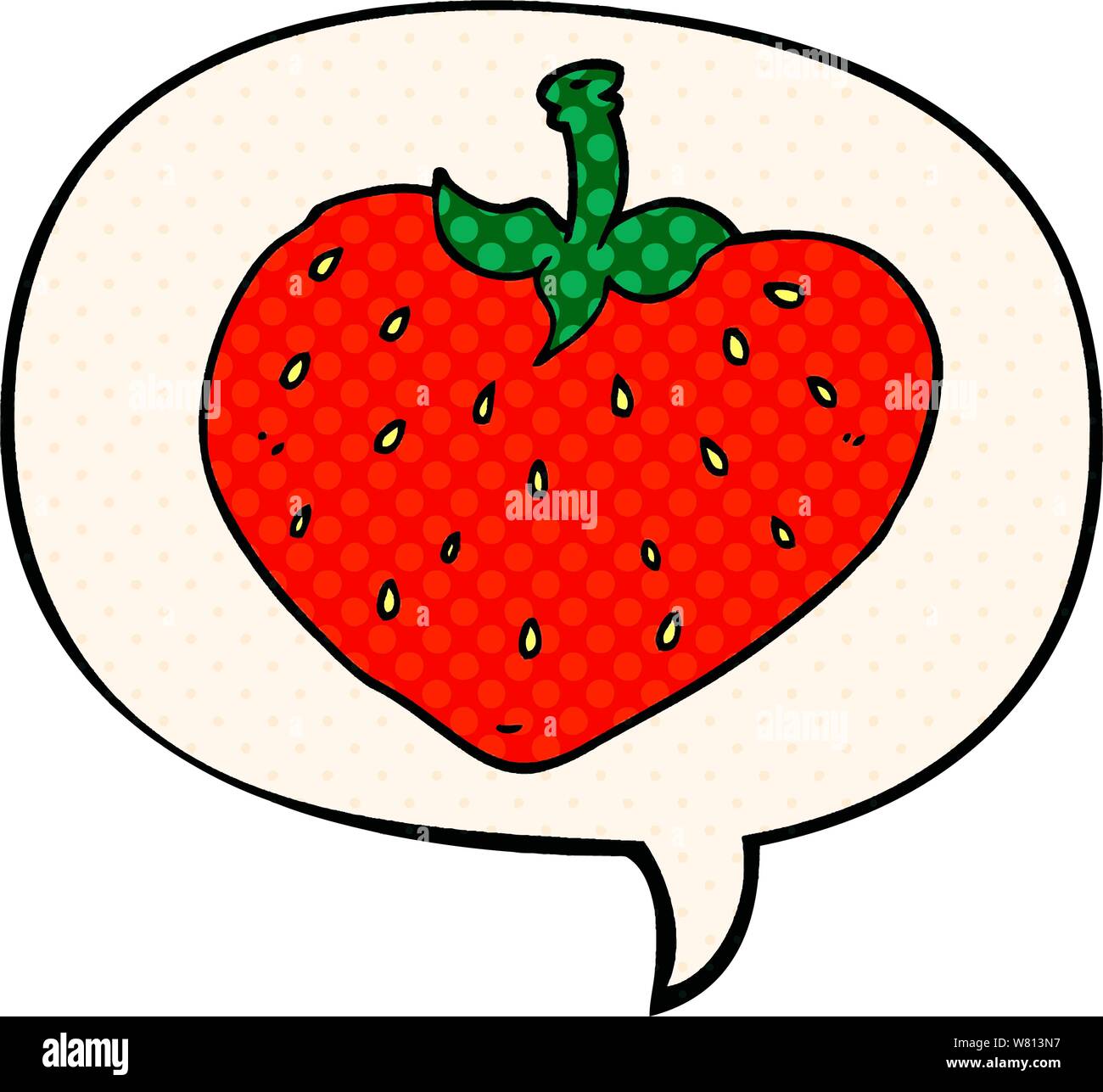 cartoon strawberry with speech bubble in comic book style Stock Vector ...