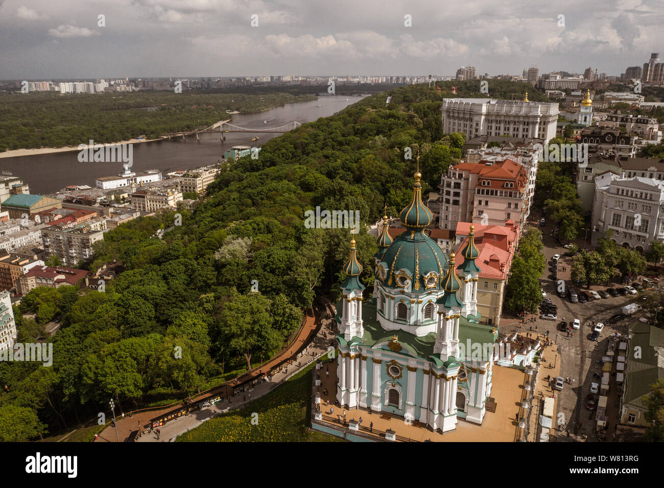 Aerial top view of Saint Andrew's church from above Stock Photo - Alamy