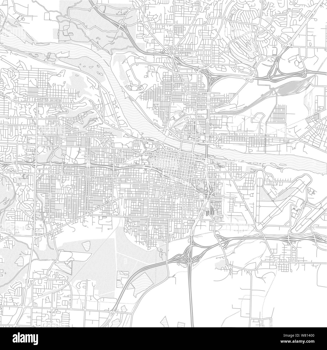 Little Rock, Arkansas, USA, bright outlined vector map with bigger and ...