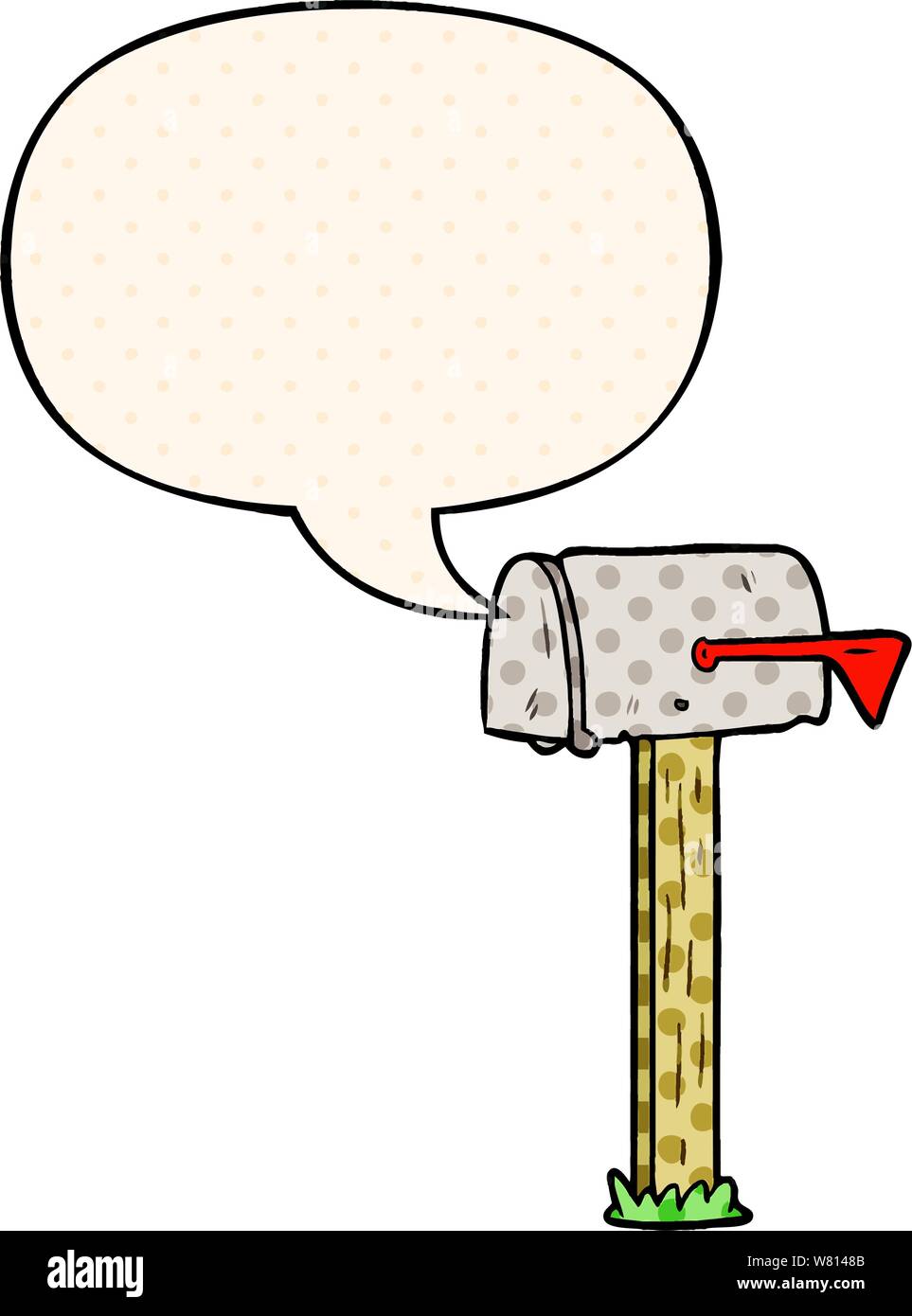 cartoon mailbox with speech bubble in comic book style Stock Vector ...