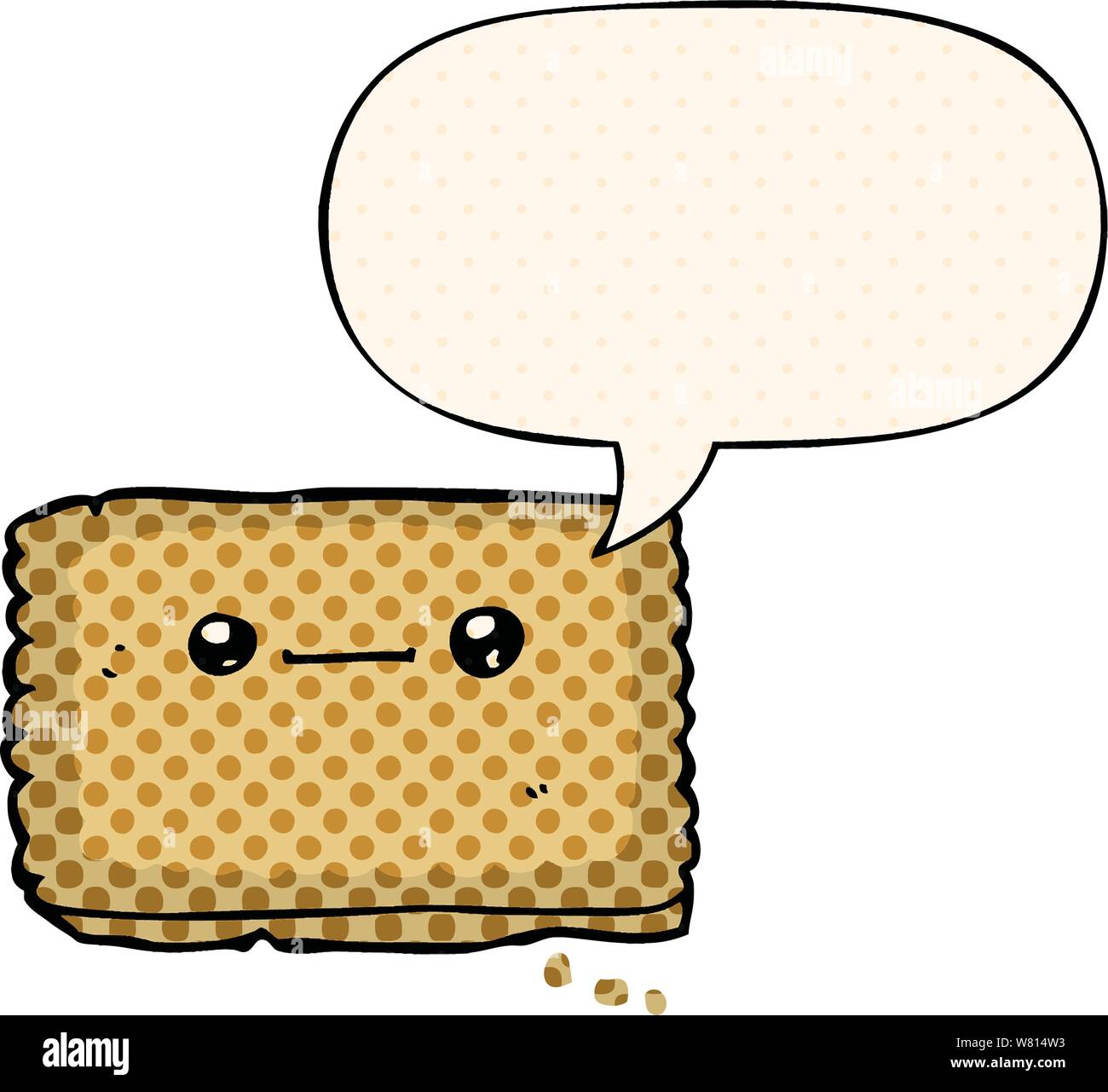 cartoon biscuit with speech bubble in comic book style Stock Vector ...