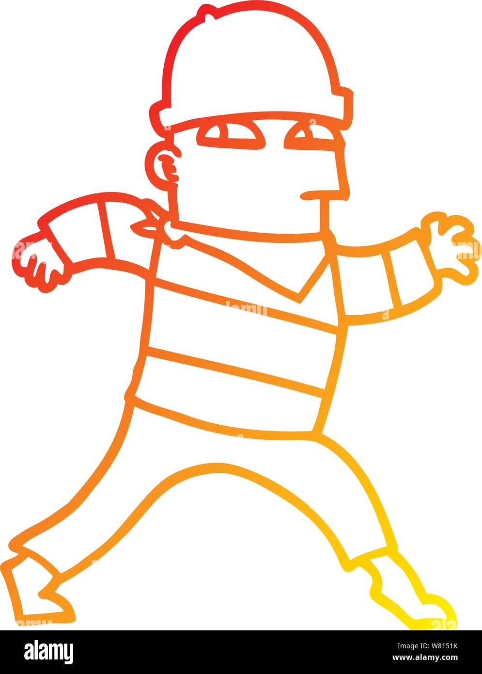 warm gradient line drawing of a cartoon thief Stock Vector Image & Art ...