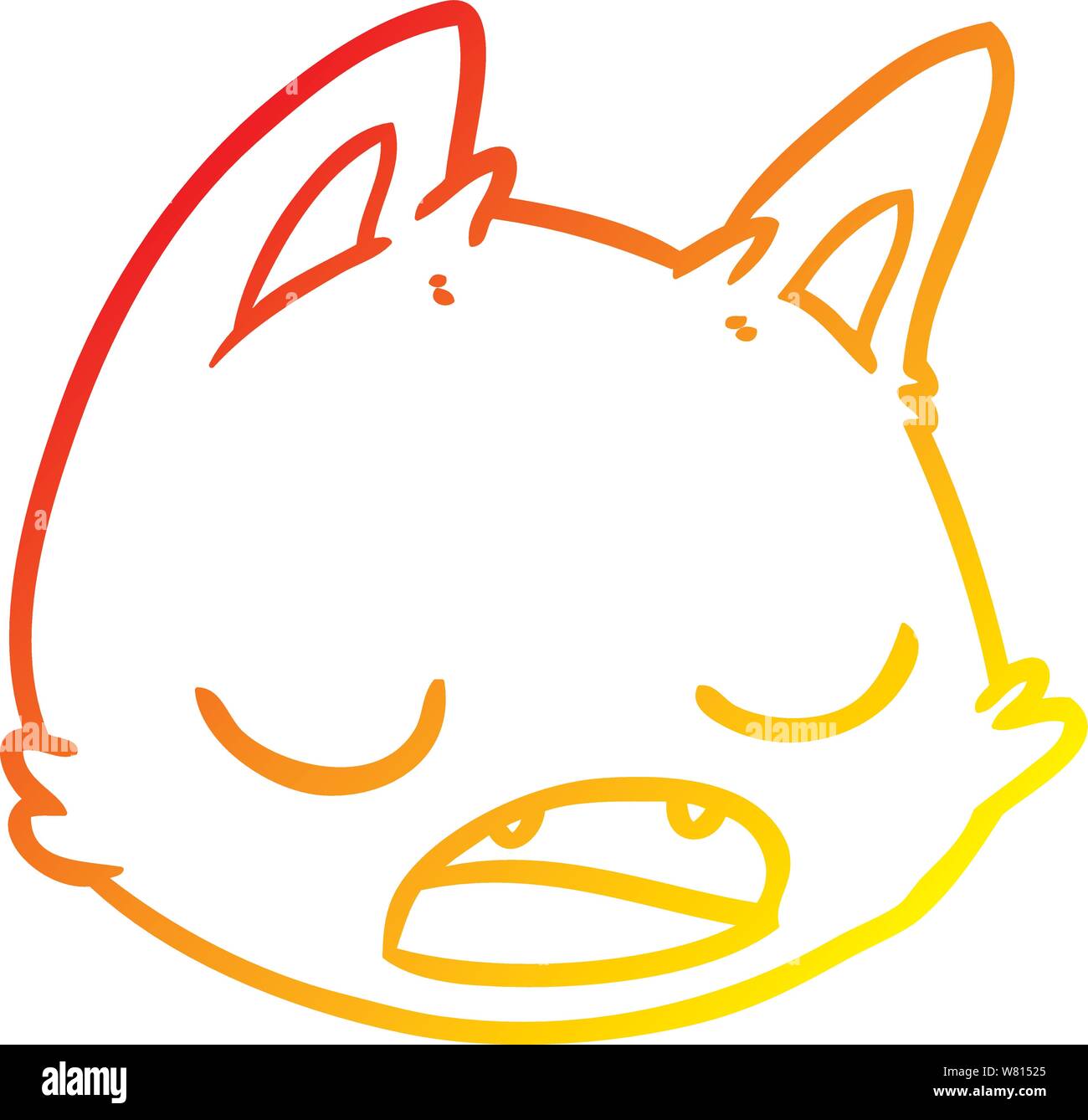 warm gradient line drawing of a cartoon cat face Stock Vector Image ...