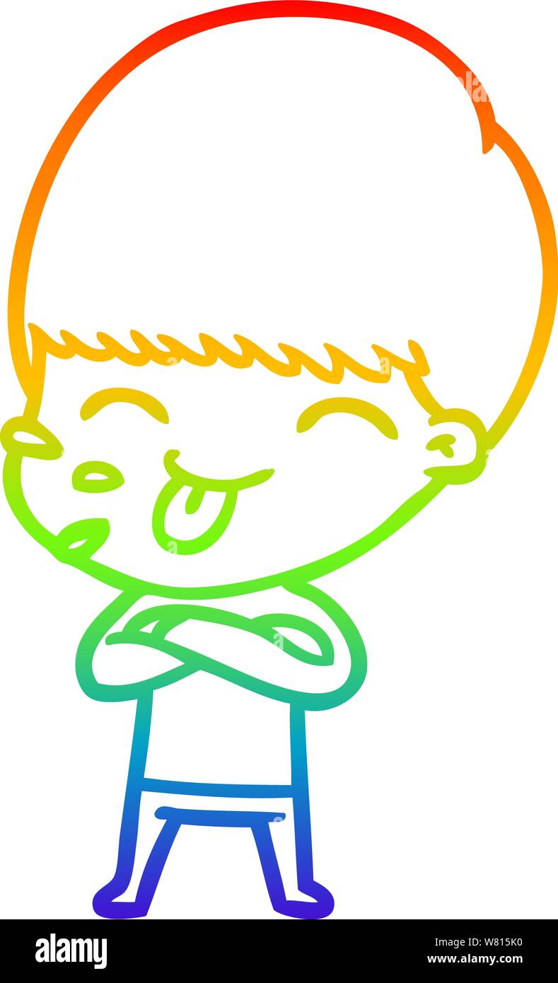 rainbow gradient line drawing of a cartoon rude man Stock Vector Image ...