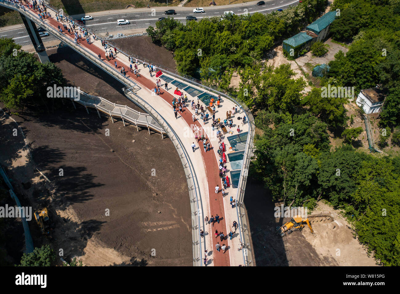 Aerial drone view of new pedestrian bridge from above Stock Photo - Alamy