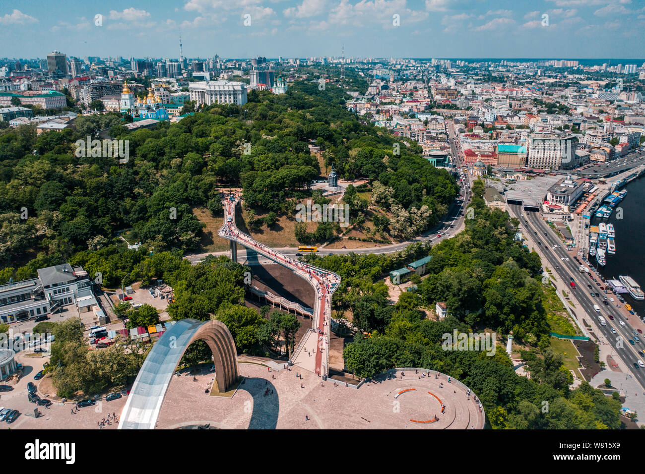 Aerial drone view of new pedestrian bridge from above Stock Photo - Alamy