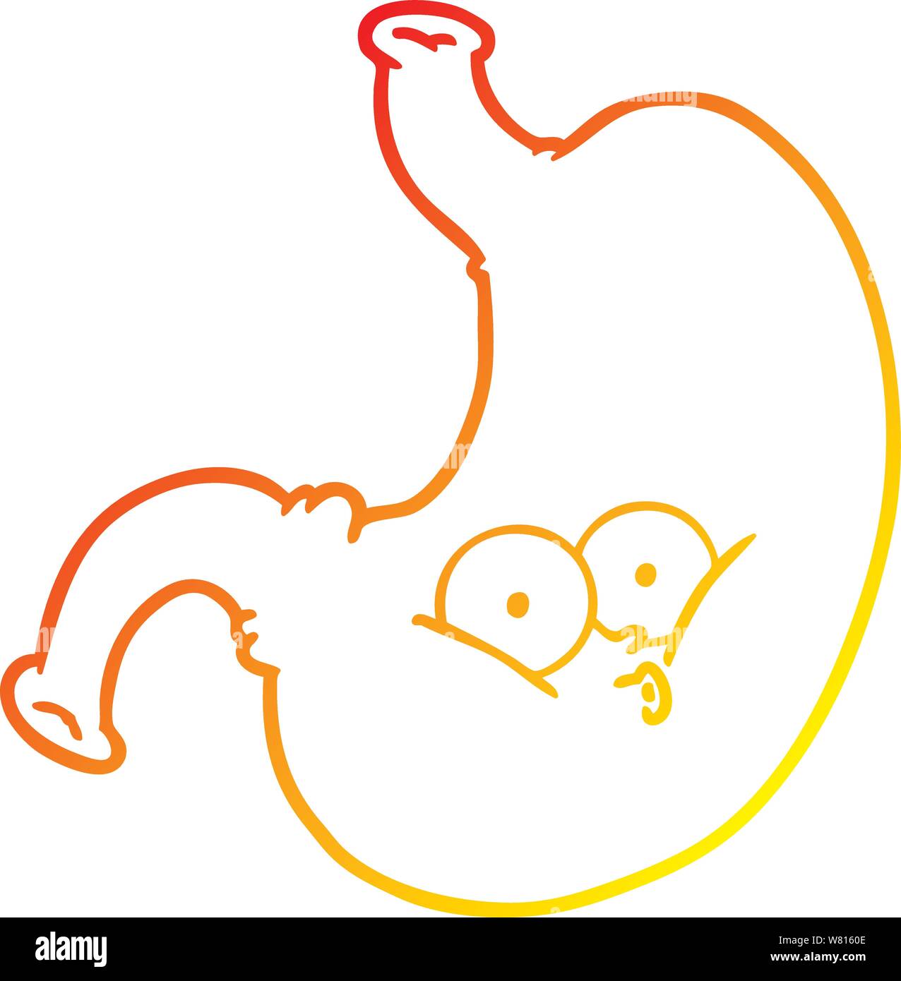 warm gradient line drawing of a cartoon bloated stomach Stock Vector ...