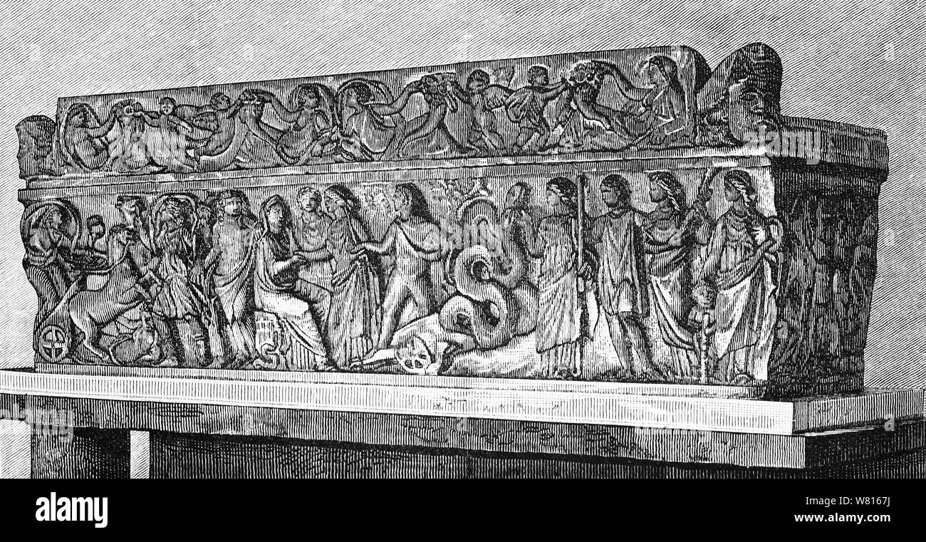 A Roman sarcophagus was a box-like funeral receptacle for a corpse ...