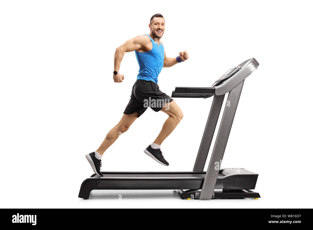 Exercising on treadmill in Cut Out Stock Images & Pictures - Alamy