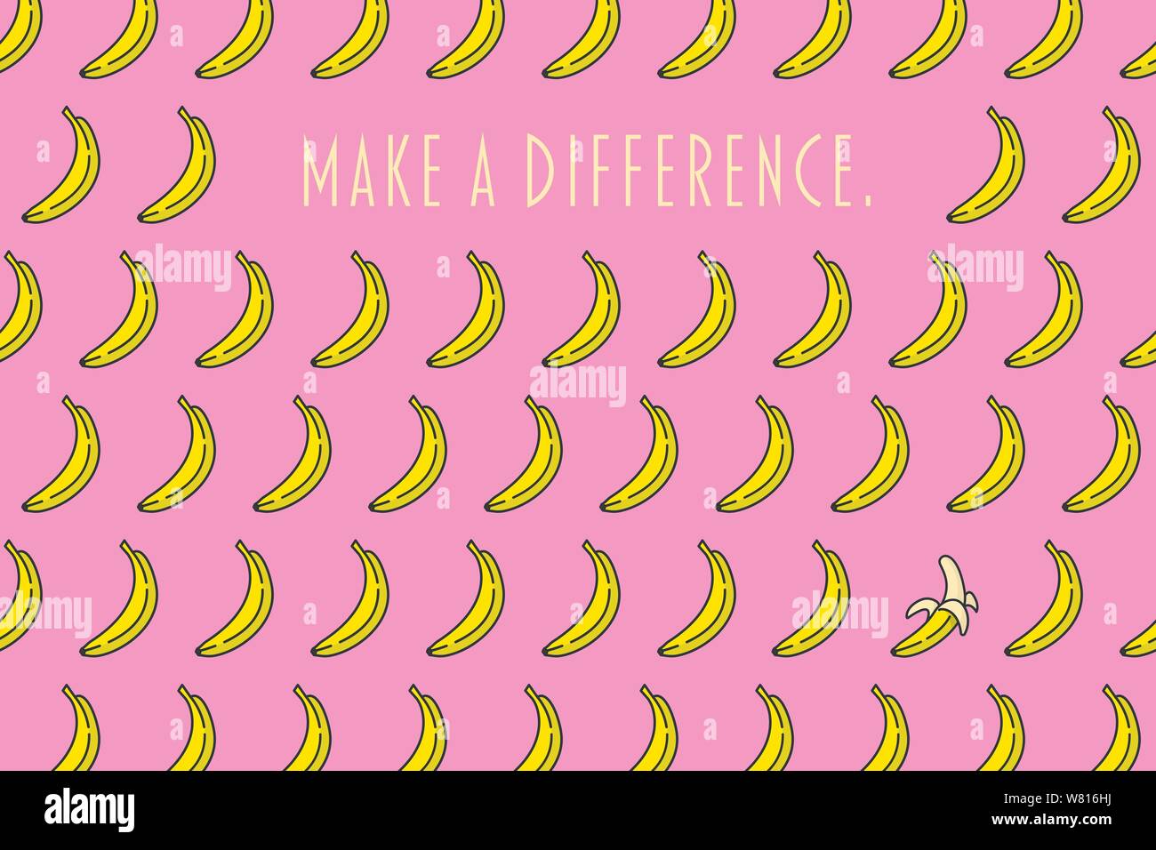 Make a difference motivational poster with bananas pattern on pink ...