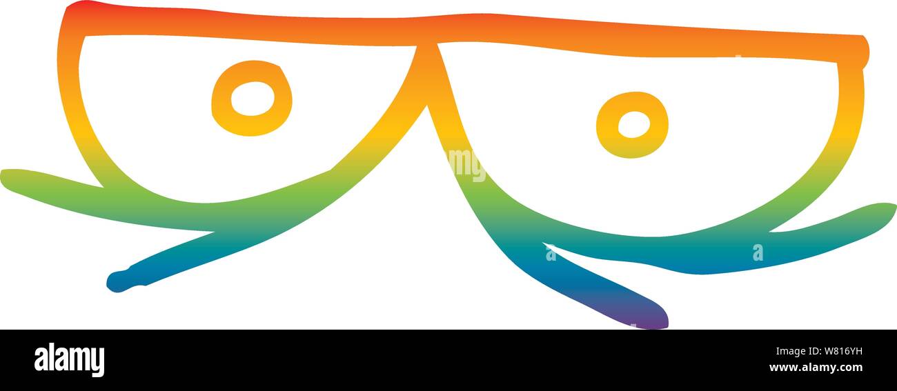 rainbow gradient line drawing of a cartoon staring eyes Stock Vector ...