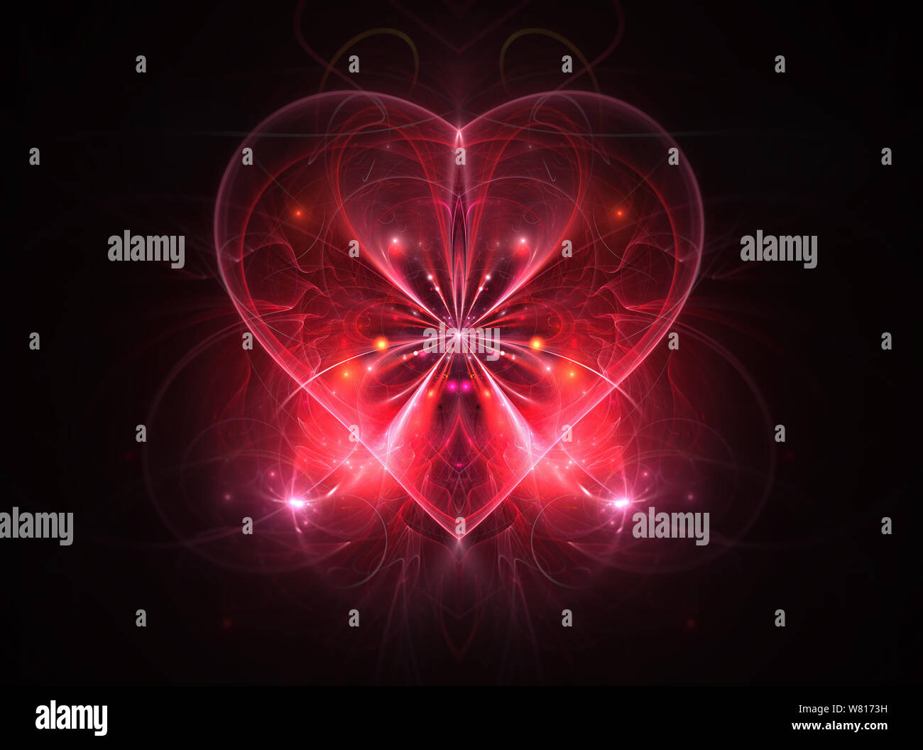 Fractal Art Background - Neon Heart - 3D Rendering Stock Photo - Alamy