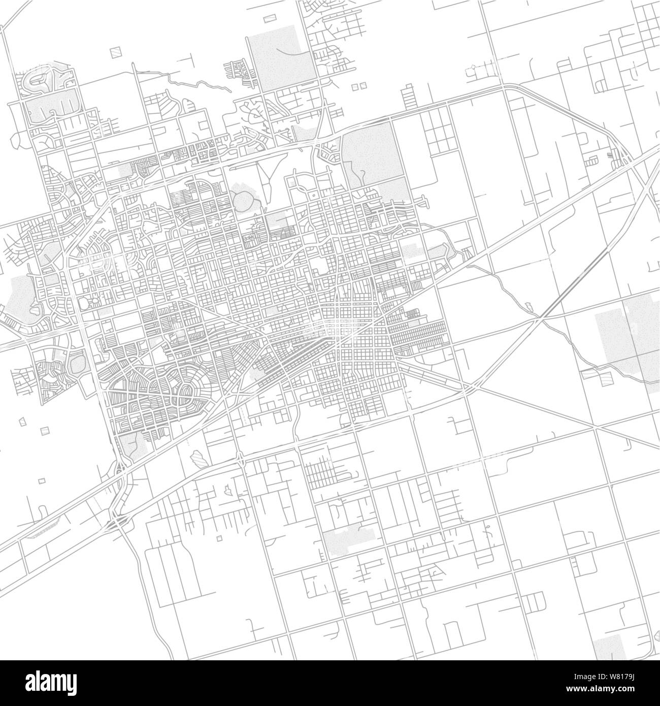 Midland, Texas, USA, bright outlined vector map with bigger and minor ...