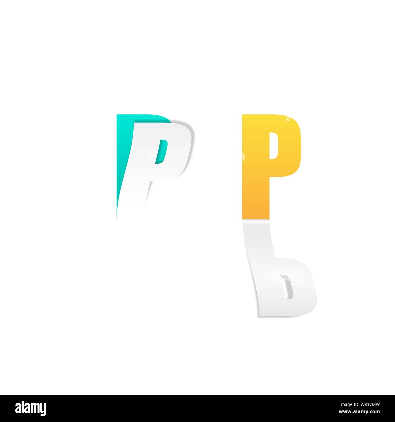 Two abstract paper letters P isolated on white background Stock Vector ...