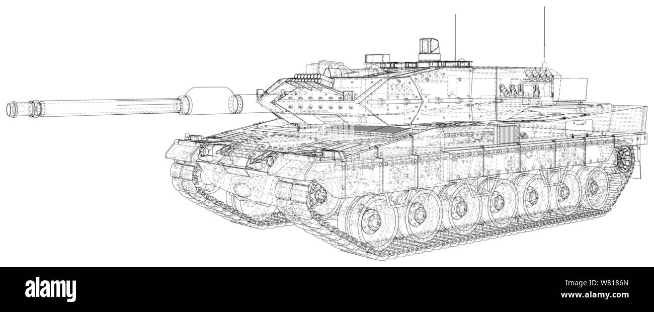Military machine technical wire-frame. EPS10 format. Vector created of ...