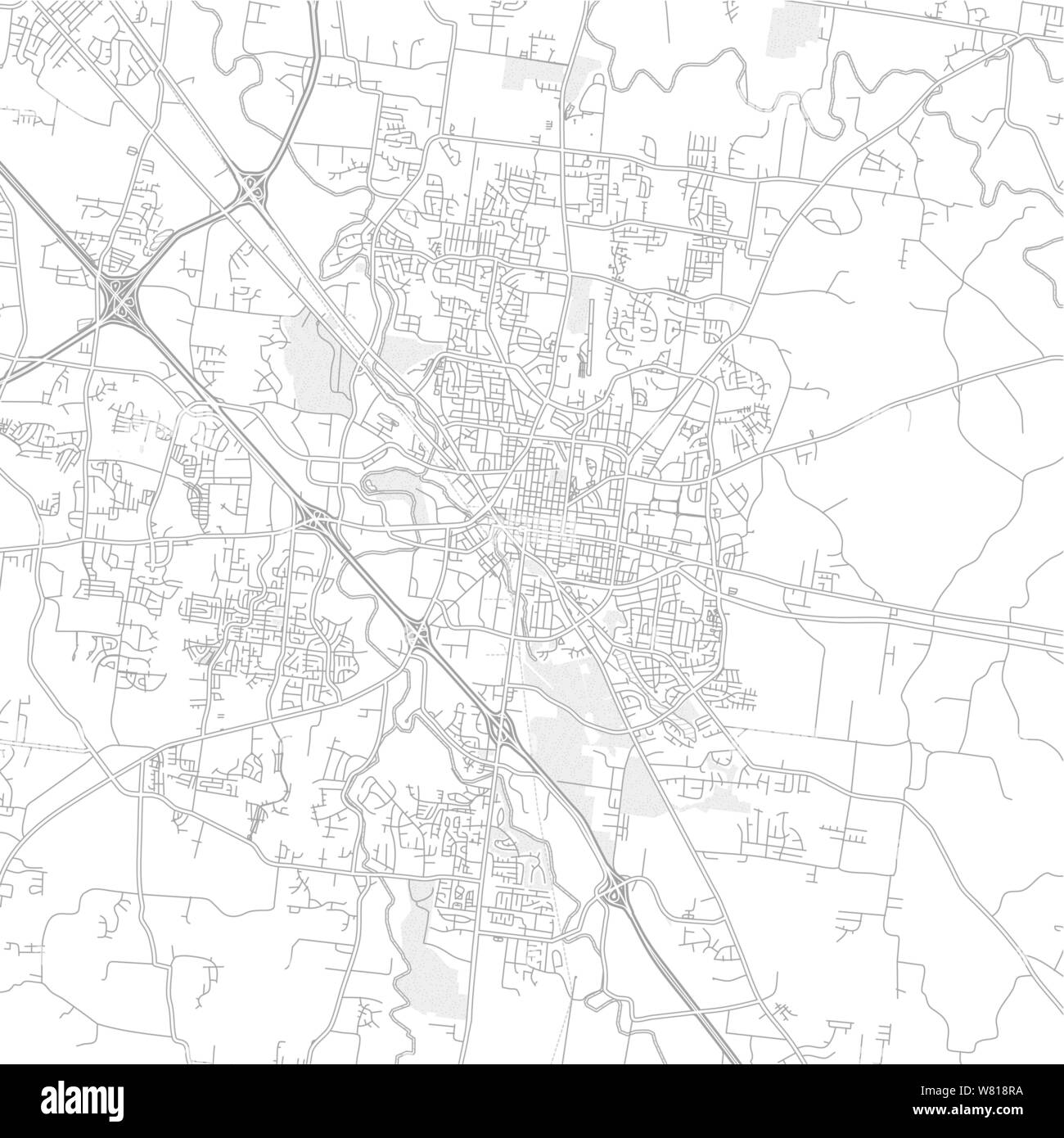 Murfreesboro, Tennessee, USA, bright outlined vector map with bigger ...