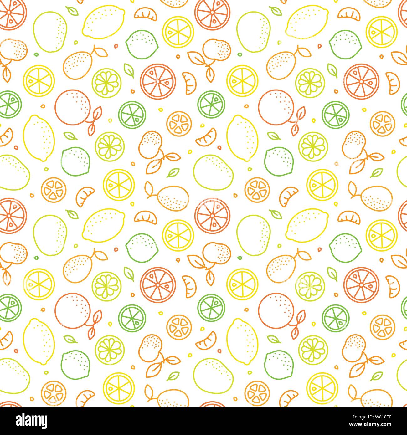 Citrus fruit icons seamless pattern vector illustration. Vibrant food ...