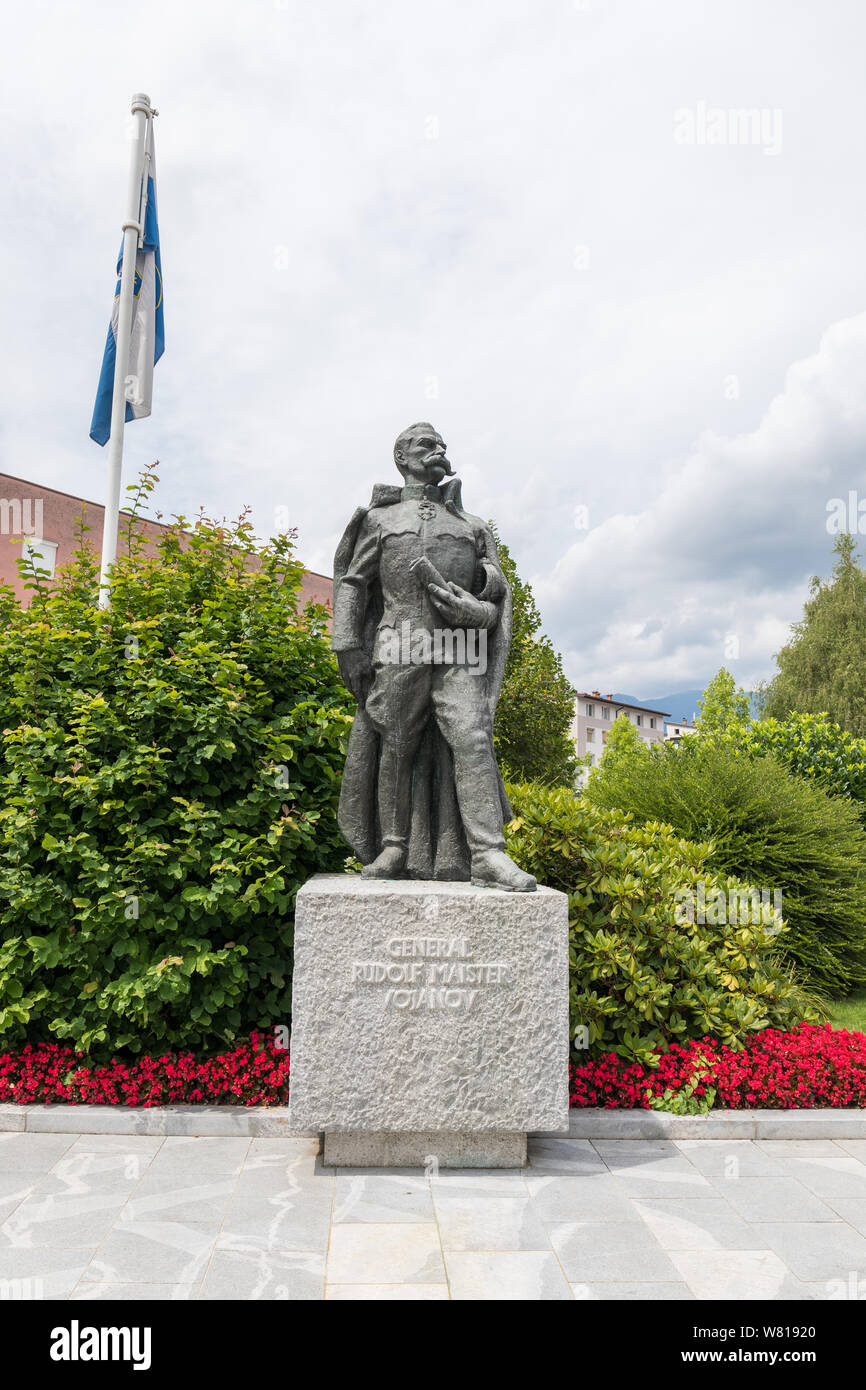 Statue of Slovenian general and poet Rudolf Maister in Kamnik, Slovenia ...