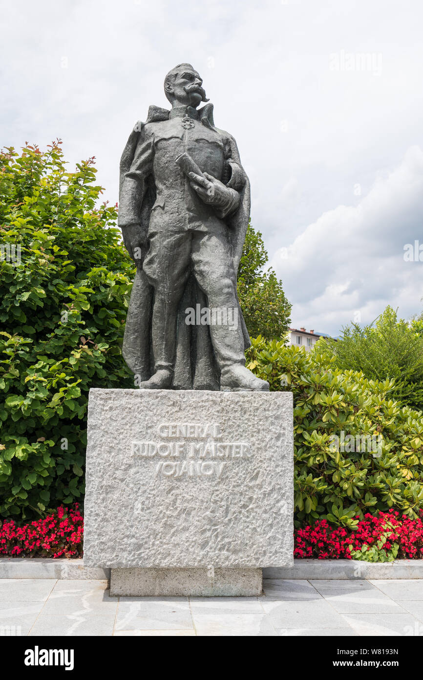 Statue of Slovenian general and poet Rudolf Maister in Kamnik, Slovenia ...