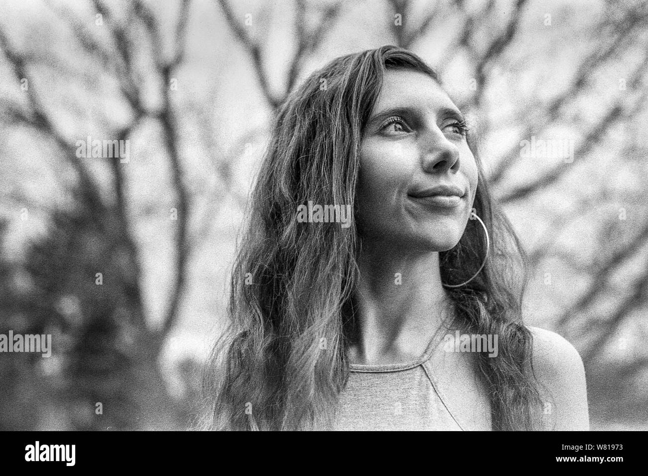 Beautiful girl looks distance Black and White Stock Photos & Images - Alamy