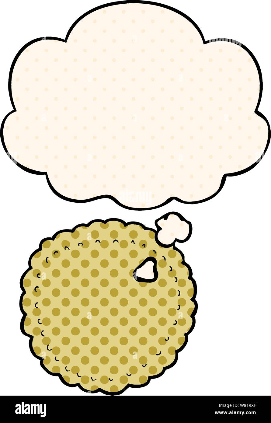 cartoon biscuit with thought bubble in comic book style Stock Vector ...