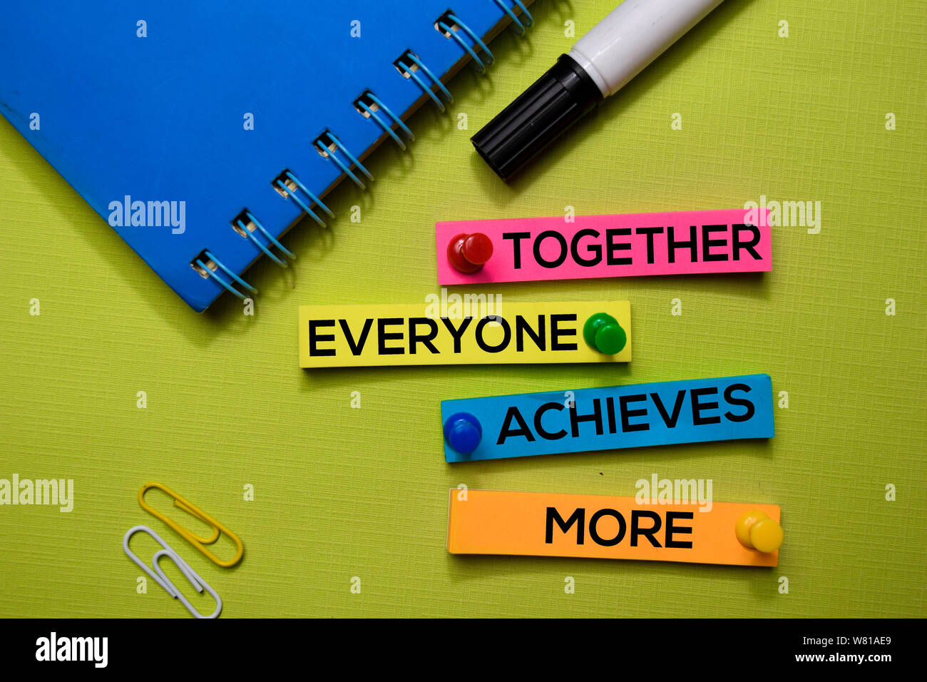 Together, Everyone, Achieves, More (TEAM) text on sticky notes isolated ...