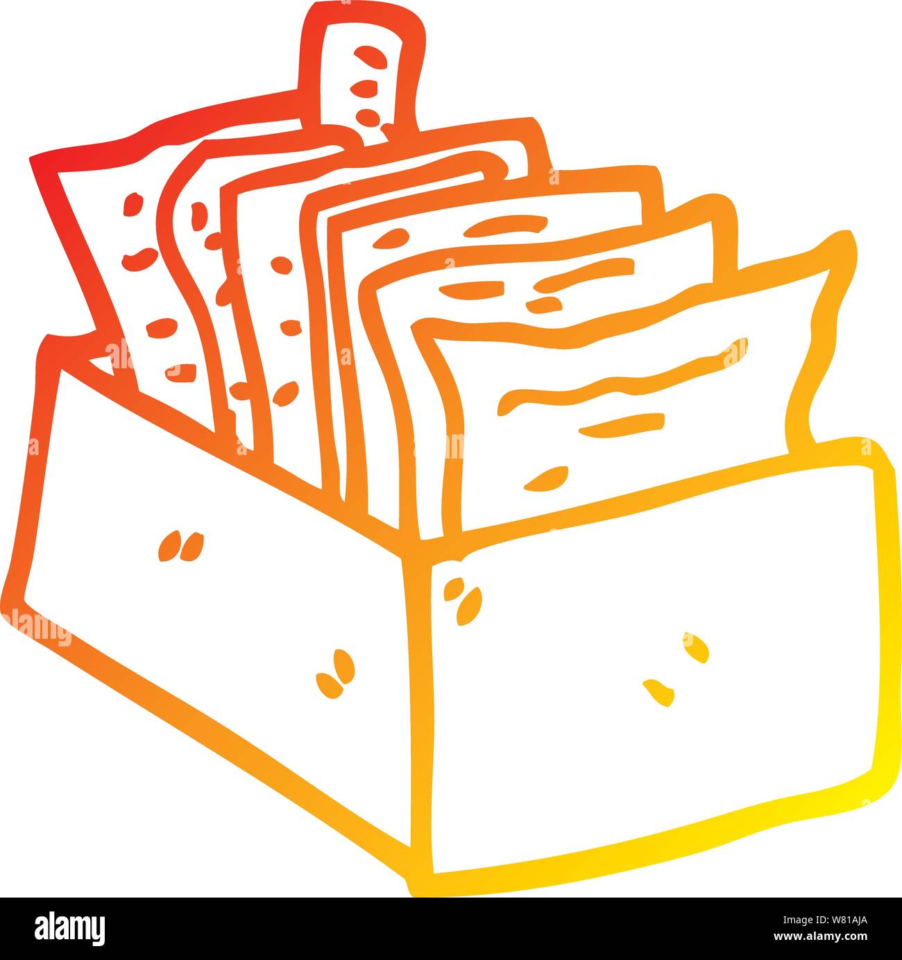 warm gradient line drawing of a cartoon office filing box Stock Vector ...
